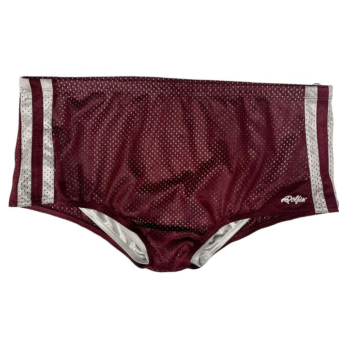 Unkwn NOS New 80s Dolfin Maroon MESH DIVING Competition Swim Brief ...