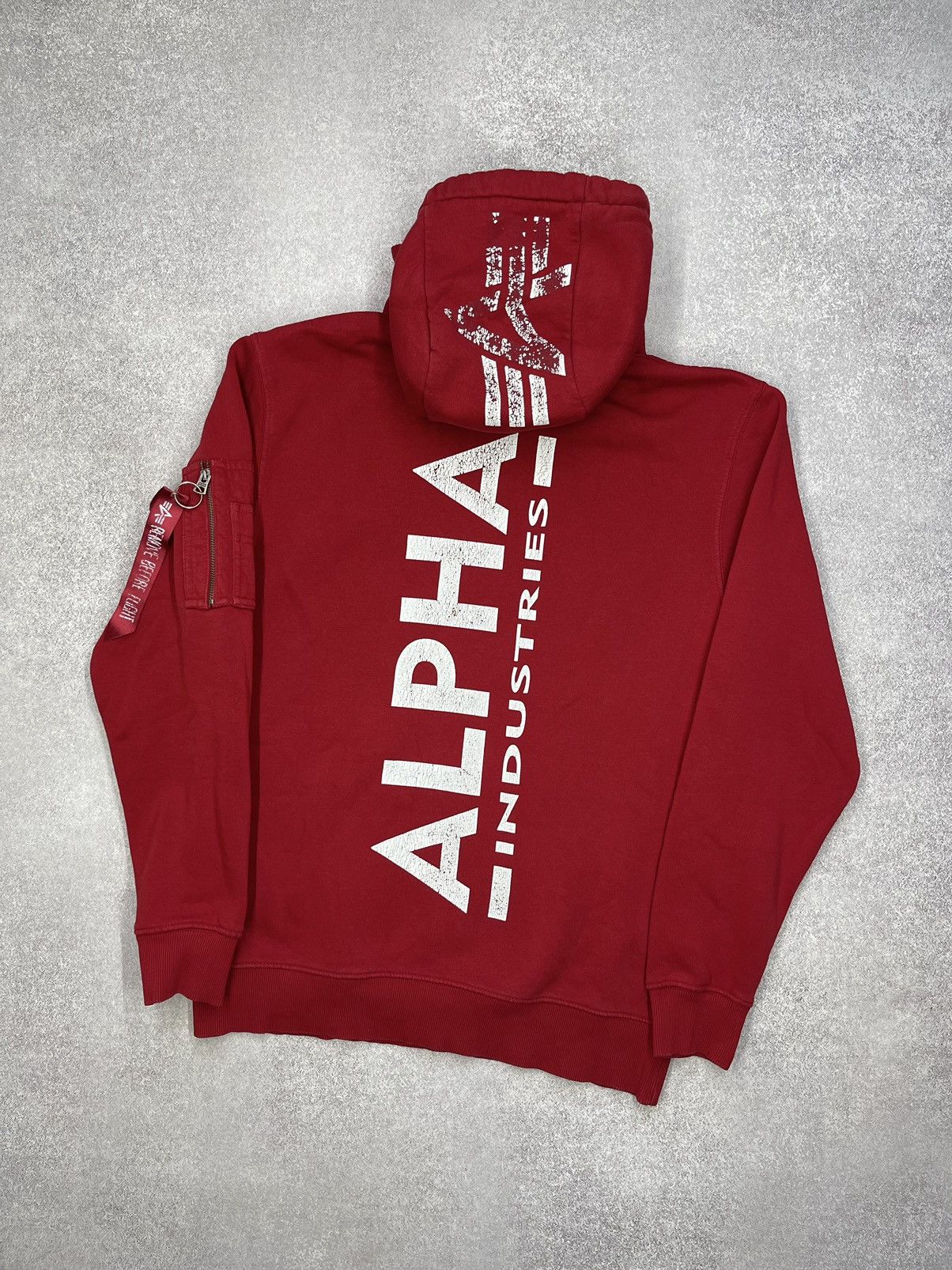 Vintage Mens Alpha Industries Red Hoodie Big Logo | Grailed