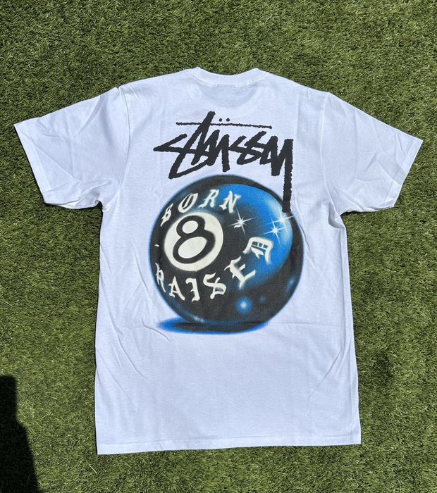 Stussy Stüssy x Born X Raised Collab 8 Ball White Tee | Grailed
