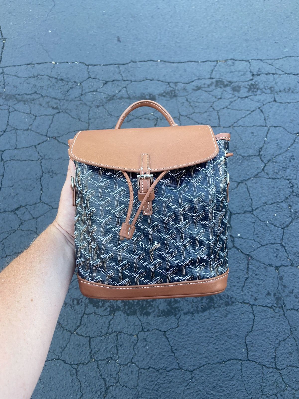 Goyard Goyard Mini Alpine Black and grey virgin lamb skin backpack ...
