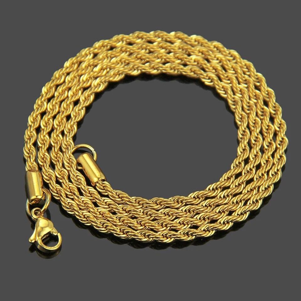 Cuban Link Chain 3 Mm Width + 45 Cm Rope Chain Necklace | Grailed