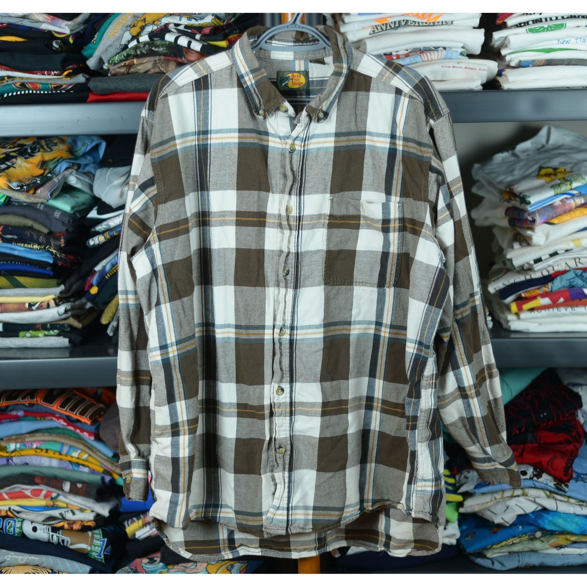 Bass Pro Shops × Flannel Bass Pro Shops Men's XL Brown Tartan Flannel ...