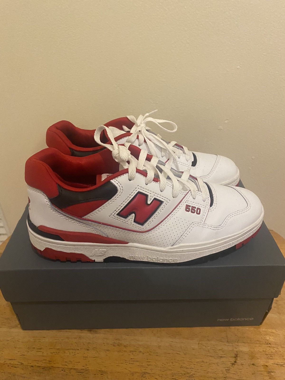 New Balance New Balance BB550 "White/Team Red/Black" Men's Shoe | Grailed
