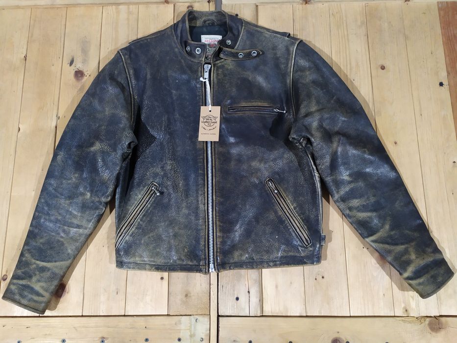 Vintage GELEONE OUTSIDE LEATHER CAFE RACER BROWN PATINA JACKET | Grailed