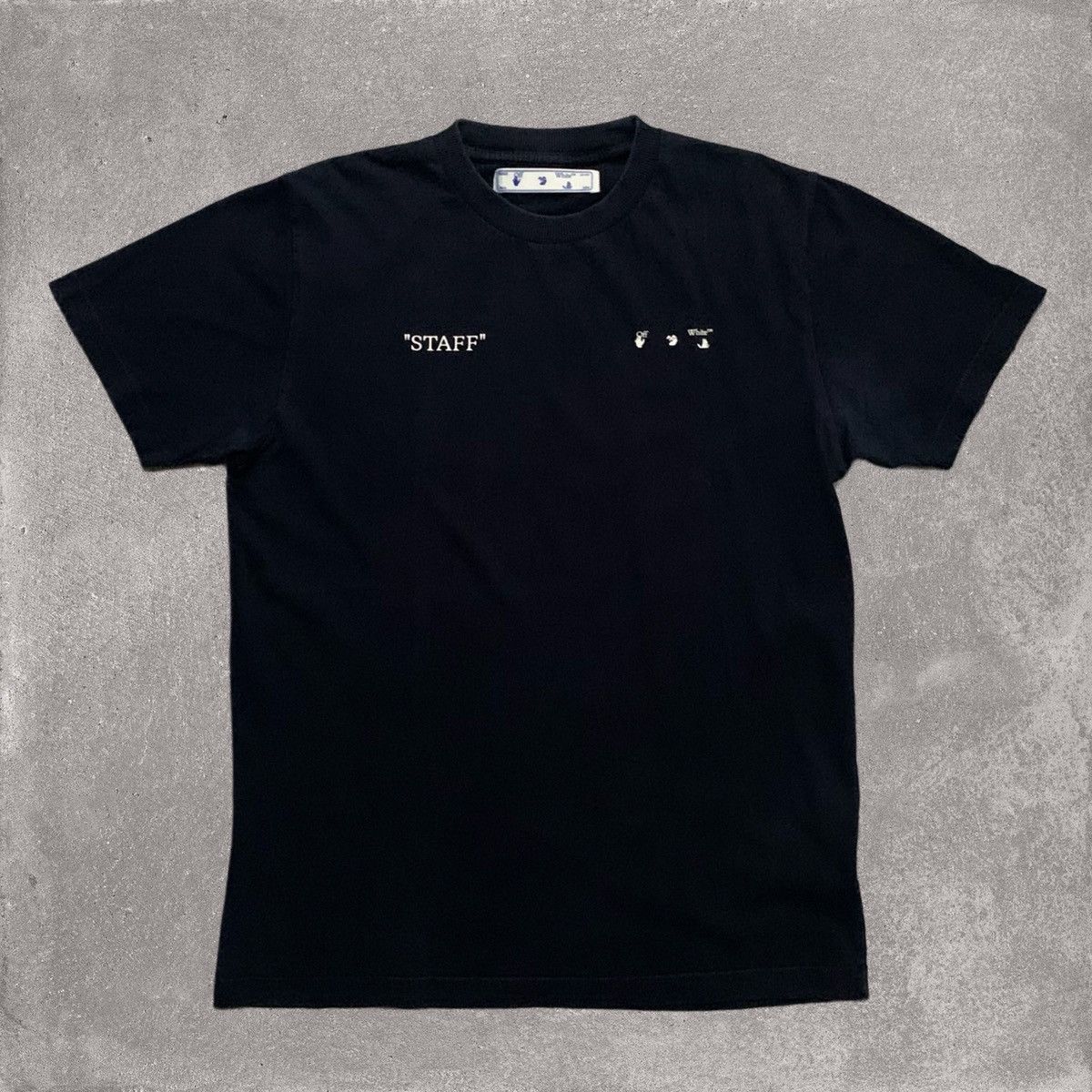 Off-White Off-White Medium Staff Navy Blue Tee Virgil Abloh | Grailed