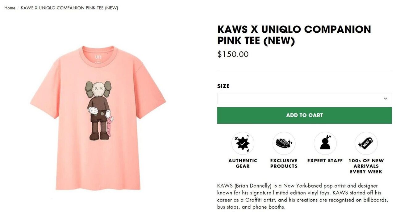 Uniqlo Kaws x Uniqlo Companion Pink Tee Size Large Collab BRAND NEW ...