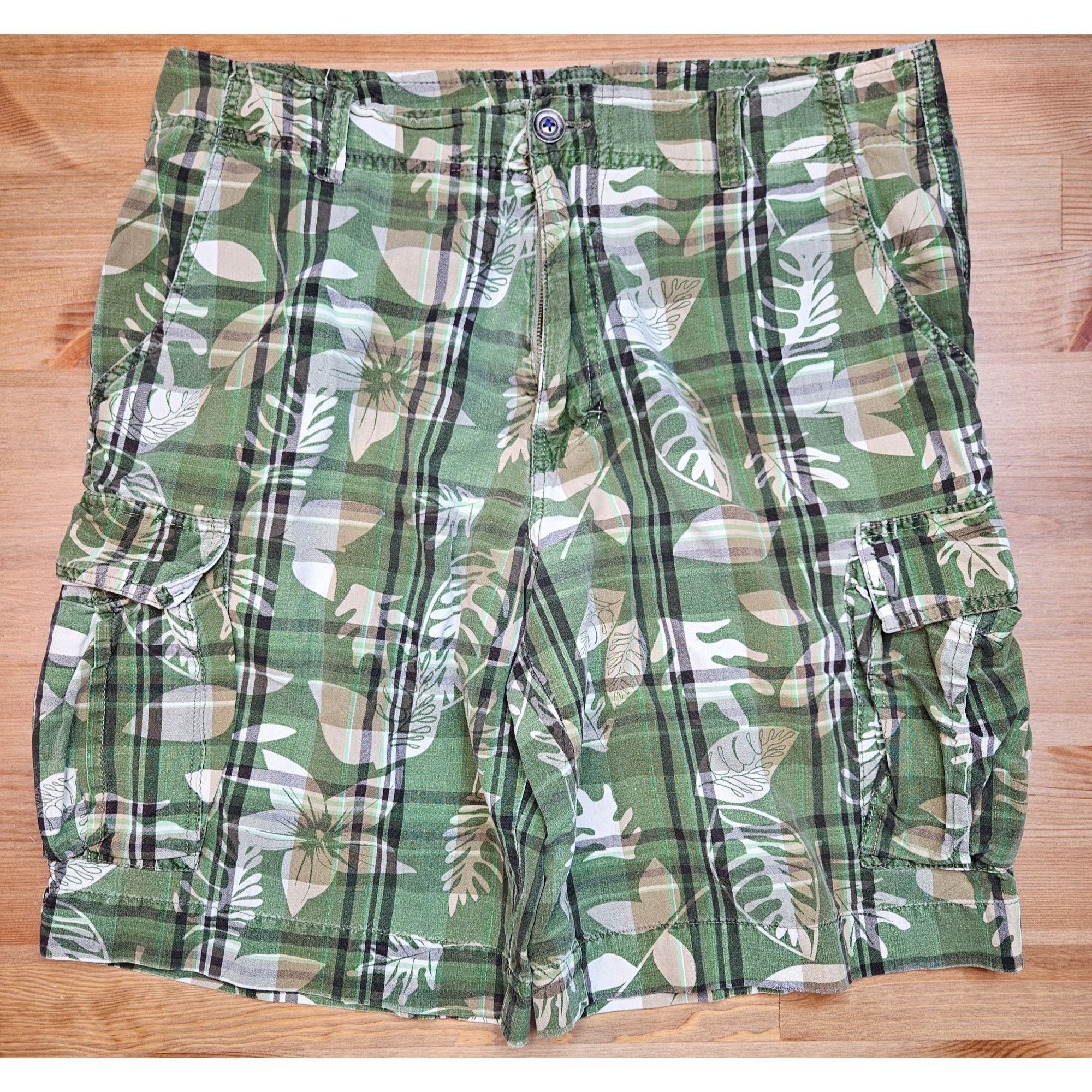 Designer Plugg Mens Floral Camo Plaid 10" Y2K Cargo Shorts 34 x 10 ...