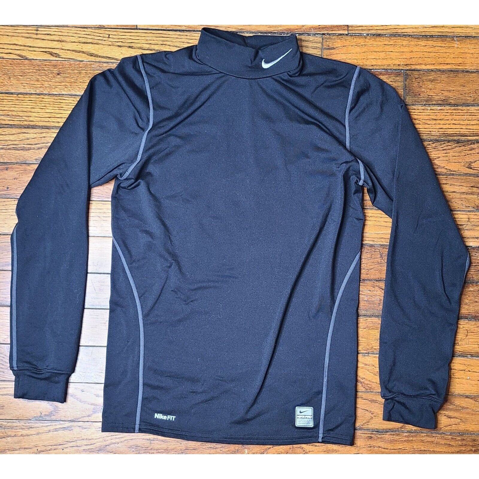 Nike Nike Pro Fit Mens Small Black Mock Neck Fitted Hyperwarm Lon | Grailed