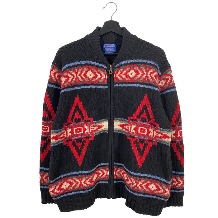Pendleton Pendleton Lamb's Wool Aztec print full zip jacket black/red ...