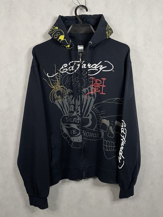 Vintage 🚨Ed Hardy Hoodie Zip Up Vintage Spider Scorpions Tattoo Logo ...