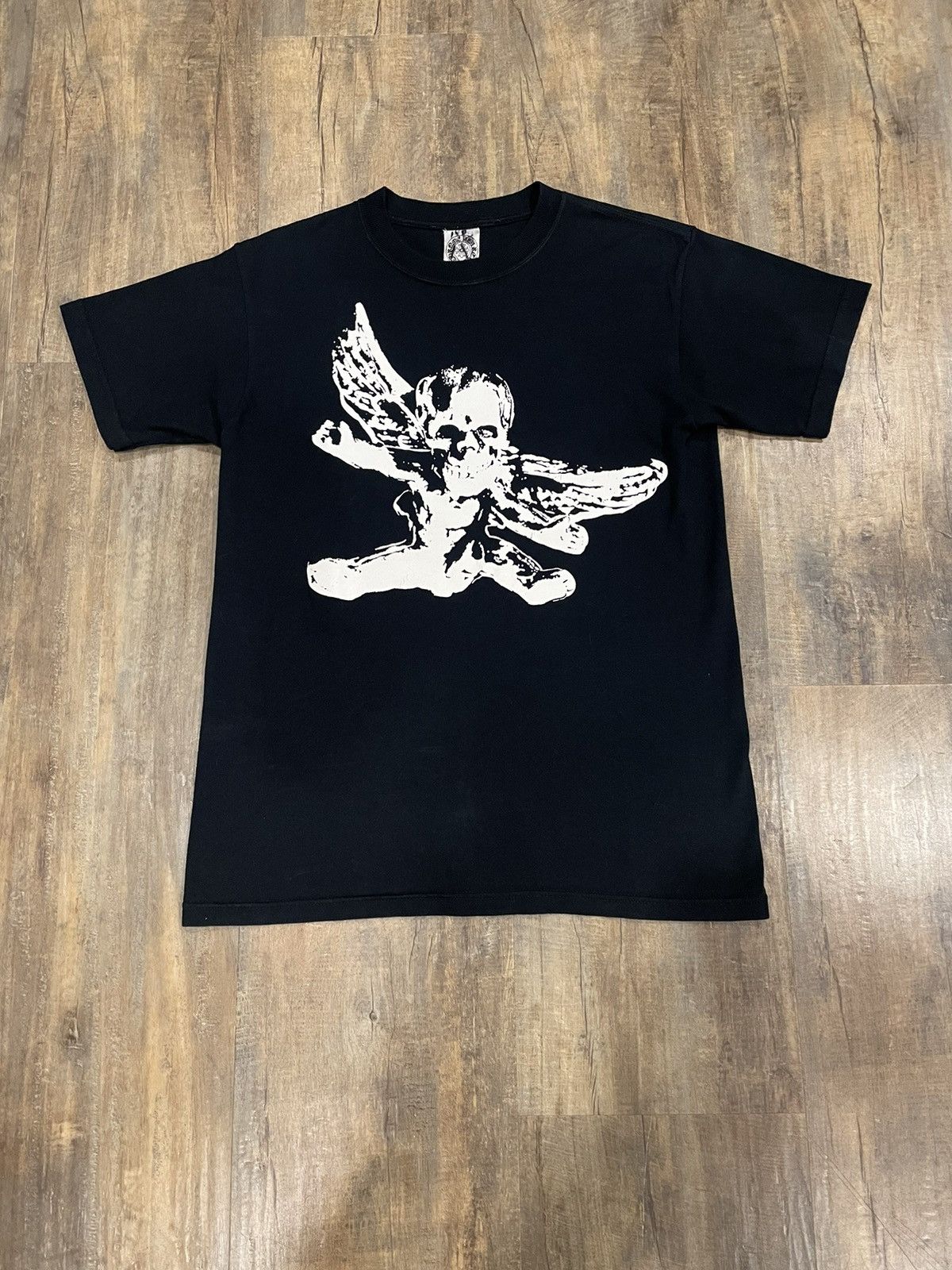 Chrome Hearts RARE Chrome Hearts Joe Foti Skeleton Wings Logo Black Tee ...