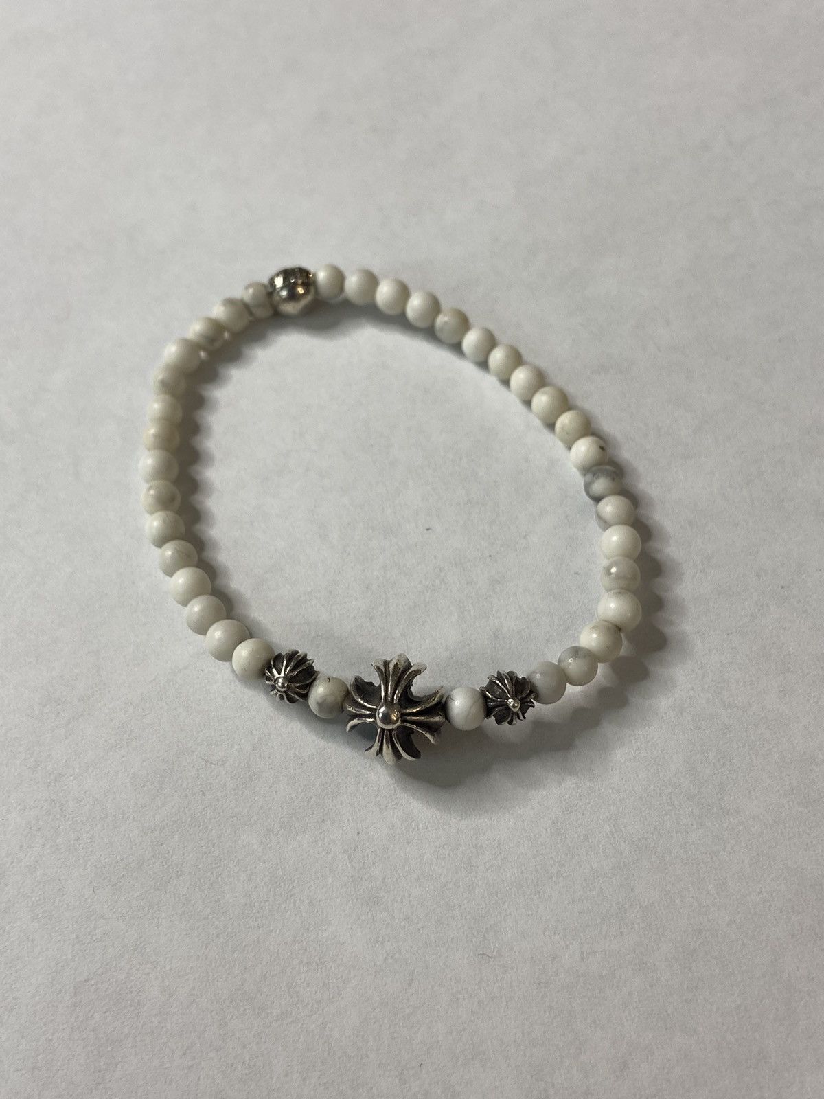 Chrome Hearts Chrome Hearts Bead Bracelet 4mm Silver Cross Ball White ...