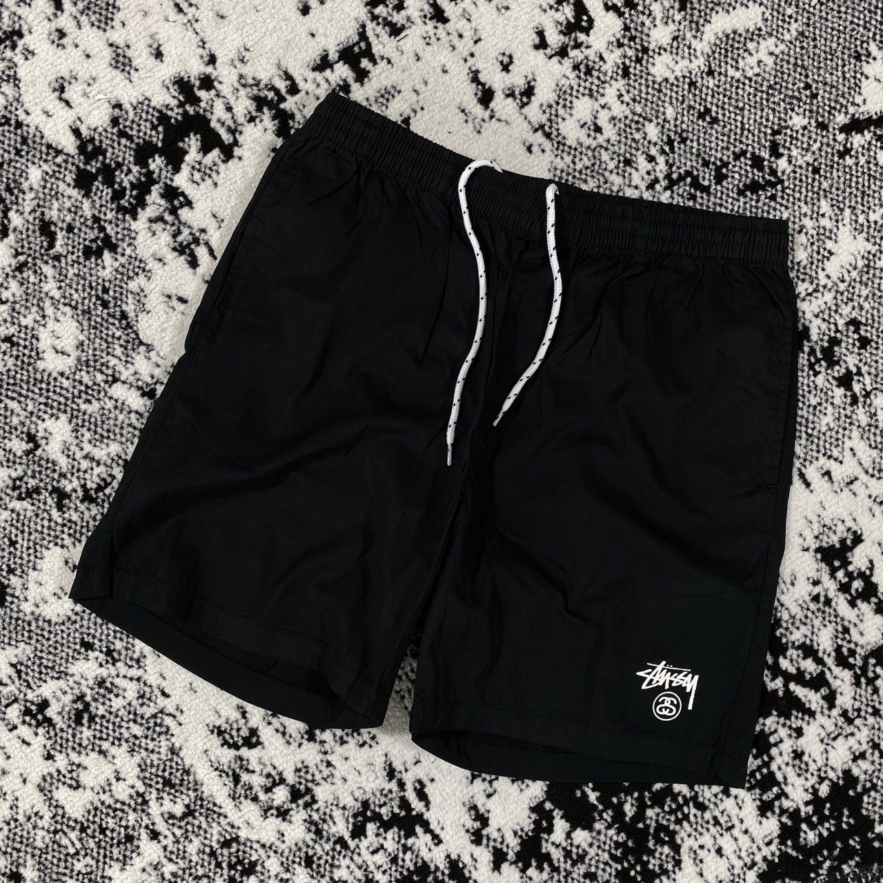 Streetwear × Stussy × Vintage STUSSY BASIC STOCK BEACH SHORTS BLACK - 30 | Grailed