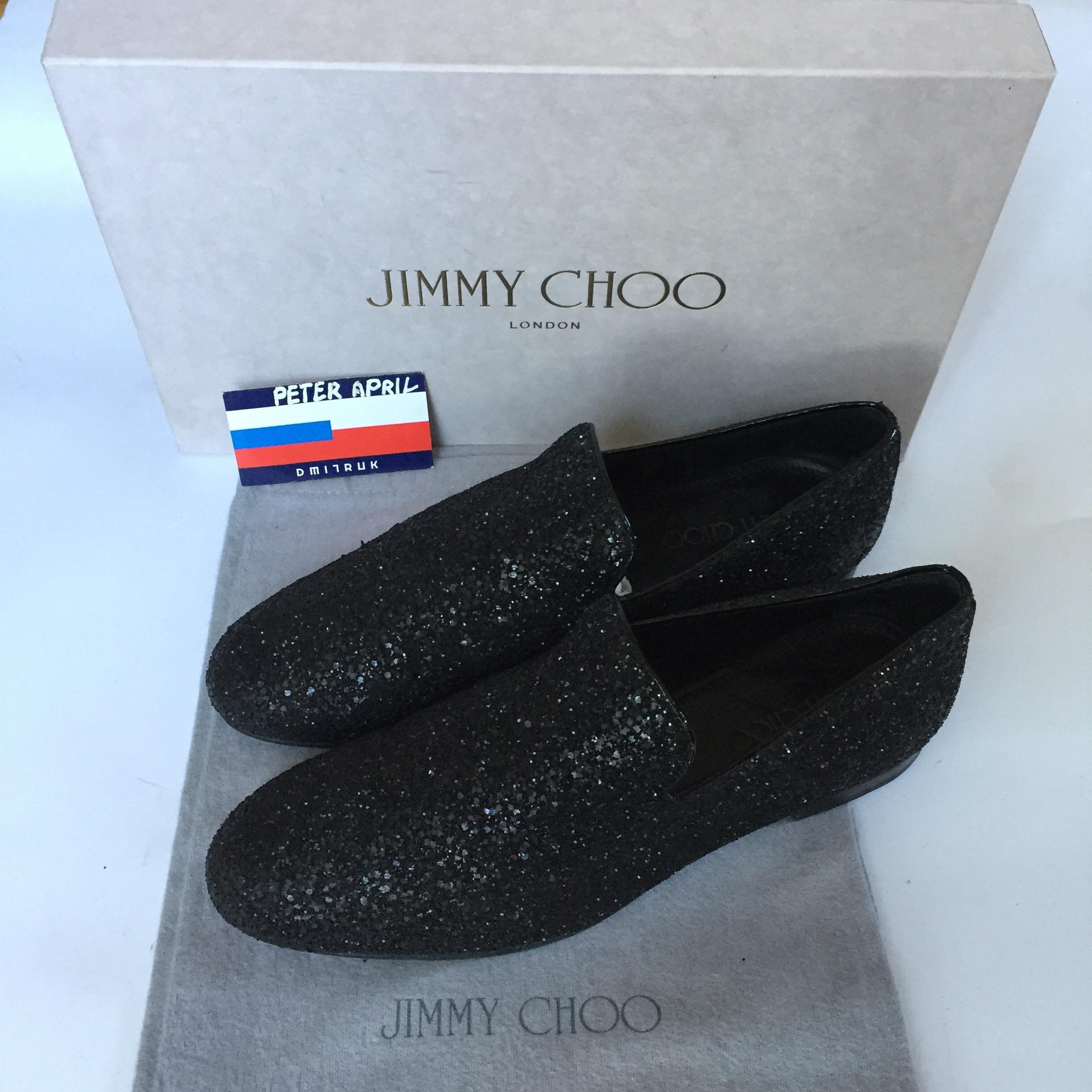Jimmy Choo Black Coarse Glitter Fabric loafer Jimmy Choo | Grailed