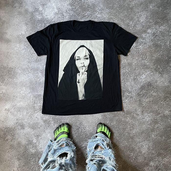 Vintage Vintage Y2K “ FUCK MIDDLE FINGER ABSTRACT SEXY NUNS “ TEE | Grailed