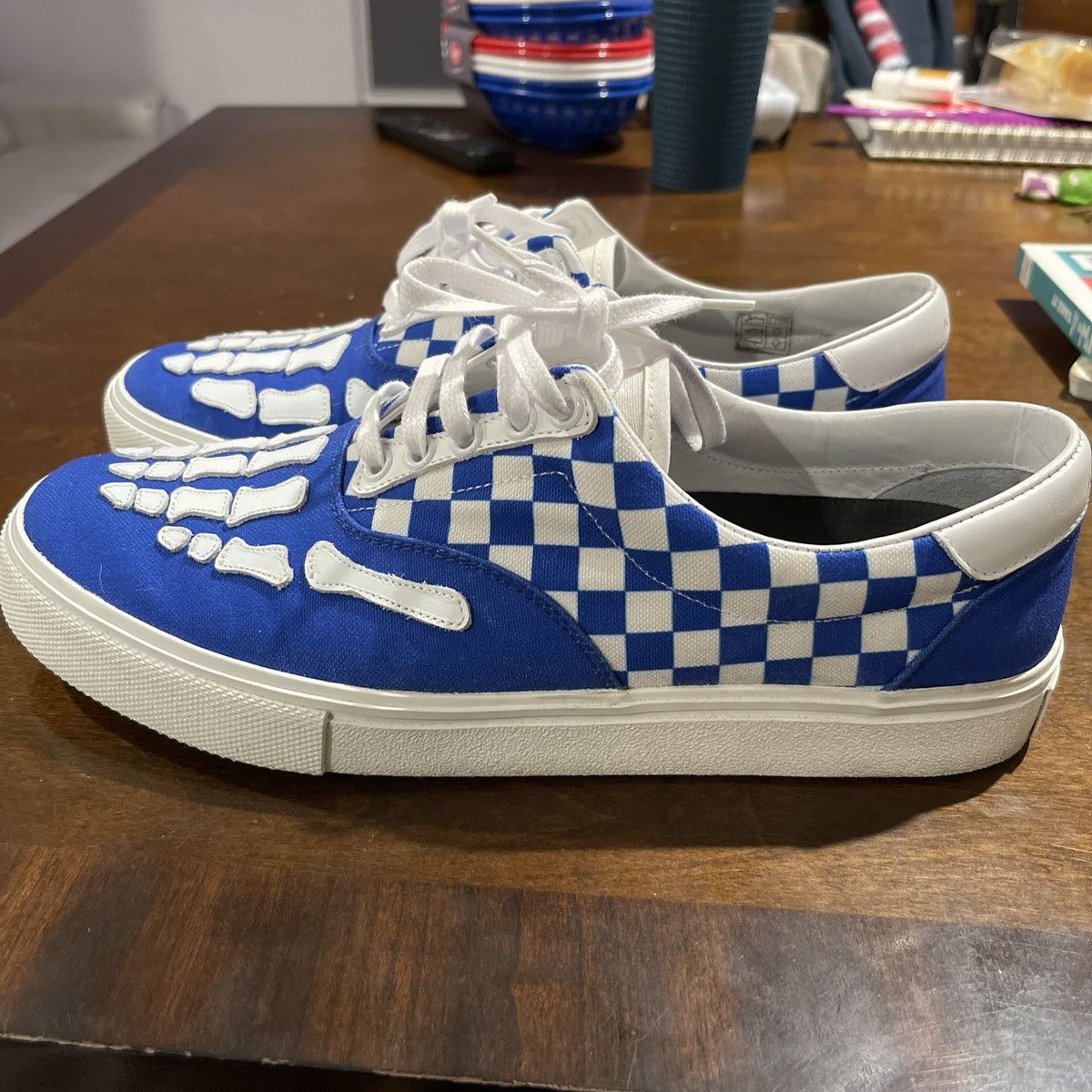 Amiri Amiri Checkered Skeleton Toe Lace Up Sneaker - Blue - US 10 | Grailed
