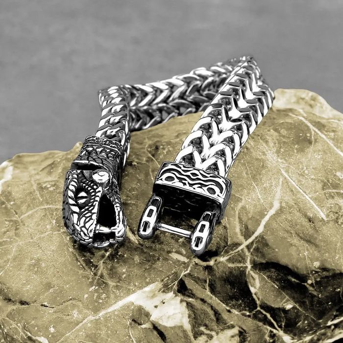 Chain Viking Snake Head Bracelet | Grailed