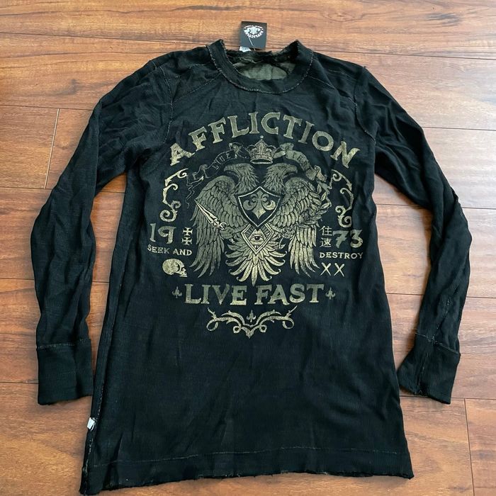 Affliction NEW AFFLICTION WAR CRY REVERSIBLE THERMAL LONG SLEEVE SZ M ...