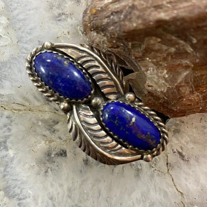 Native Vintage Native American Sterling Lapis Decorated Ring | Grailed