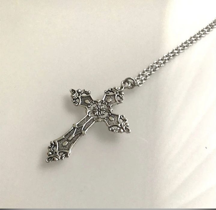 Streetwear Silver Cross Goth Chrome God Pendant Necklace Jesus Chain ...