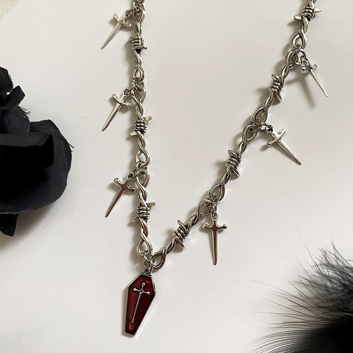 Jewelry Gothic Vampire Cross Red Coffin Pendant Necklaces | Grailed