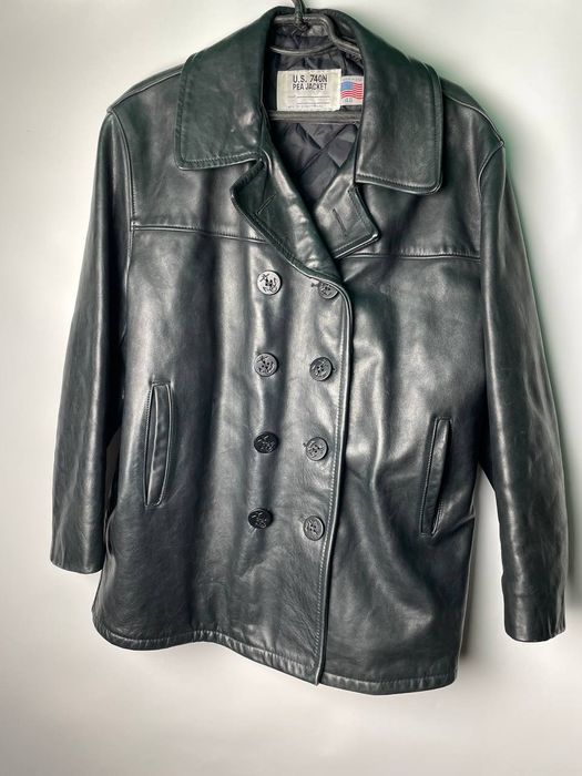 Schott SCHOTT NYC US 740N 140 LEATHER NAVAL PEA COAT JACKET | Grailed