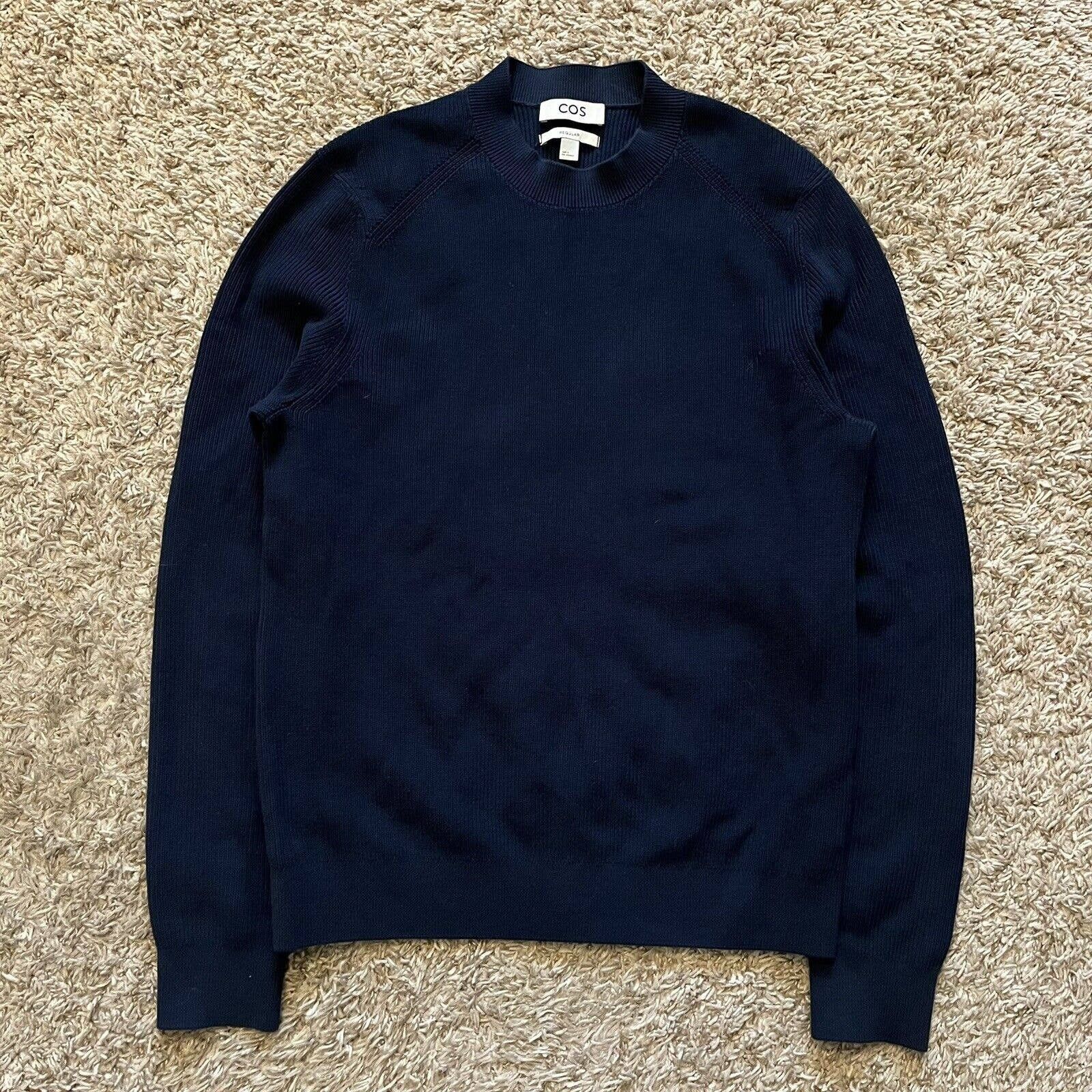 Cos Heavy Knit Raglan Regular Fit Navy Blue Sweater | Grailed