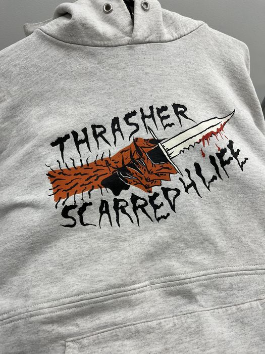 Vintage Thrasher Neckface Scarred 4 Life Grey Baggy Oversize Hoodie ...