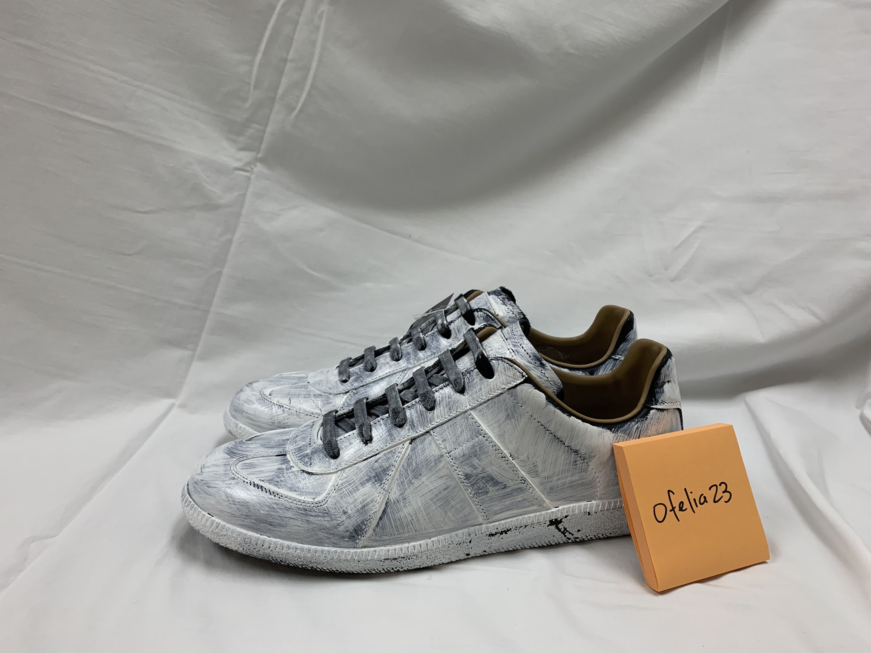 Maison Margiela Replica Bianchetto White Paint Sneakers GATS | Grailed