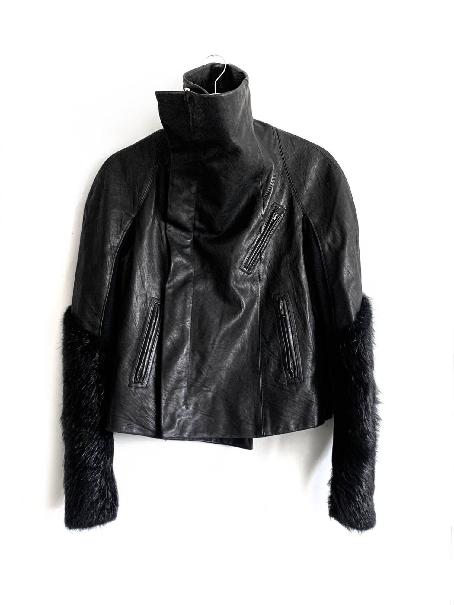 Rick Owens Beaver Fur & Thick Leather Jacket Hun | Grailed