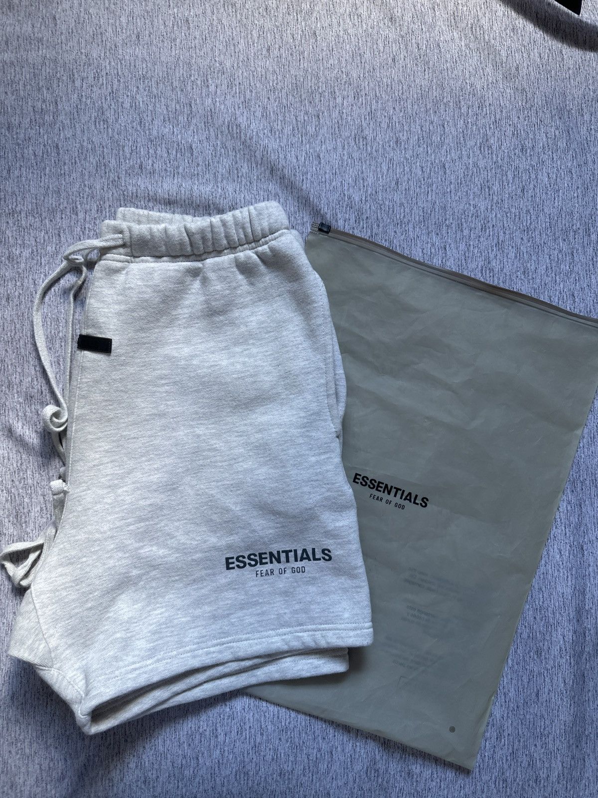 Fear of God Essentials Light Heather Oatmeal Sweatshort | Grailed