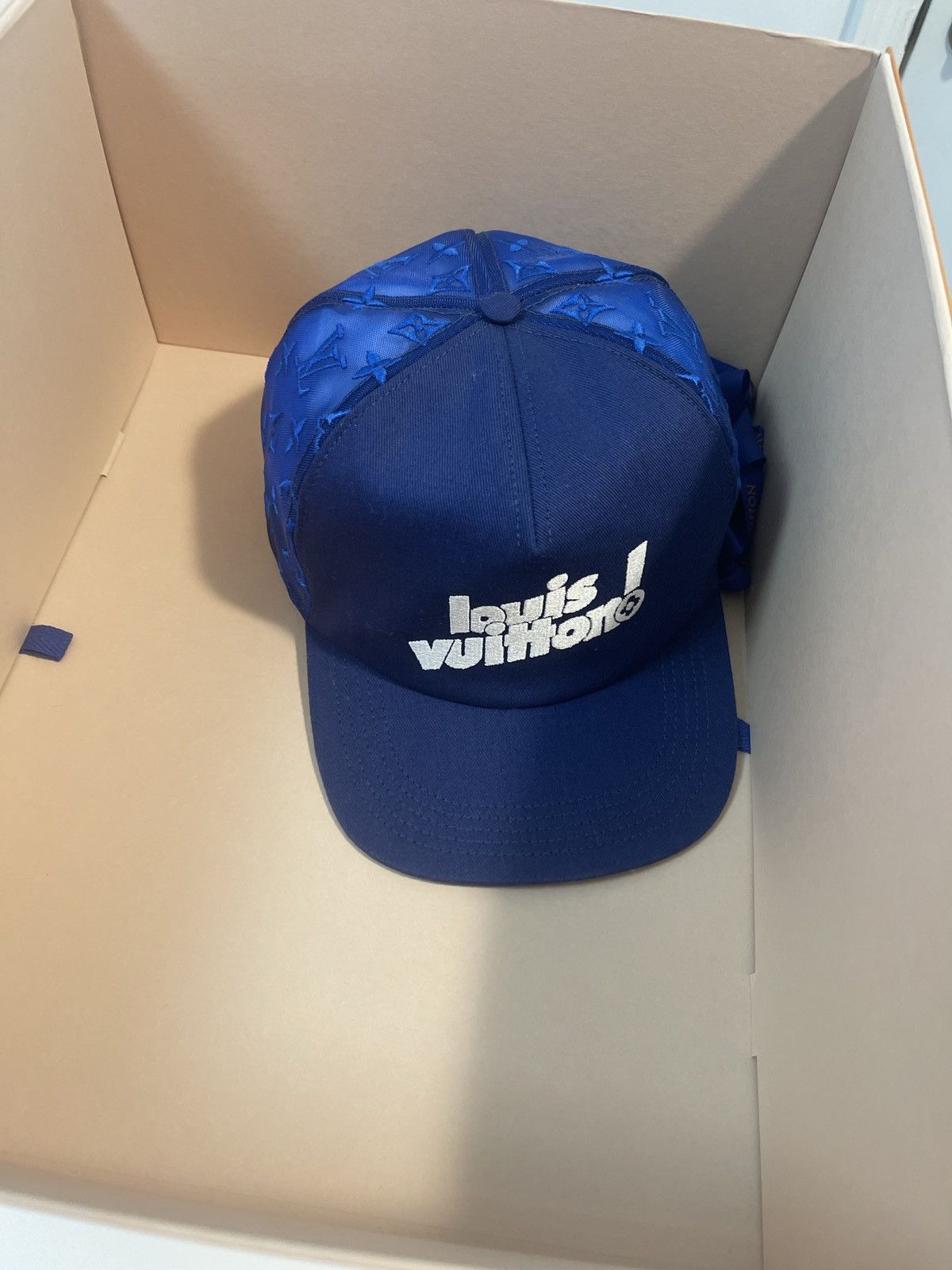 Louis Vuitton LOUIS VUITTON EVERYDAY LV EMBROIDERED MESH CAP BLUE SZ 60 ...