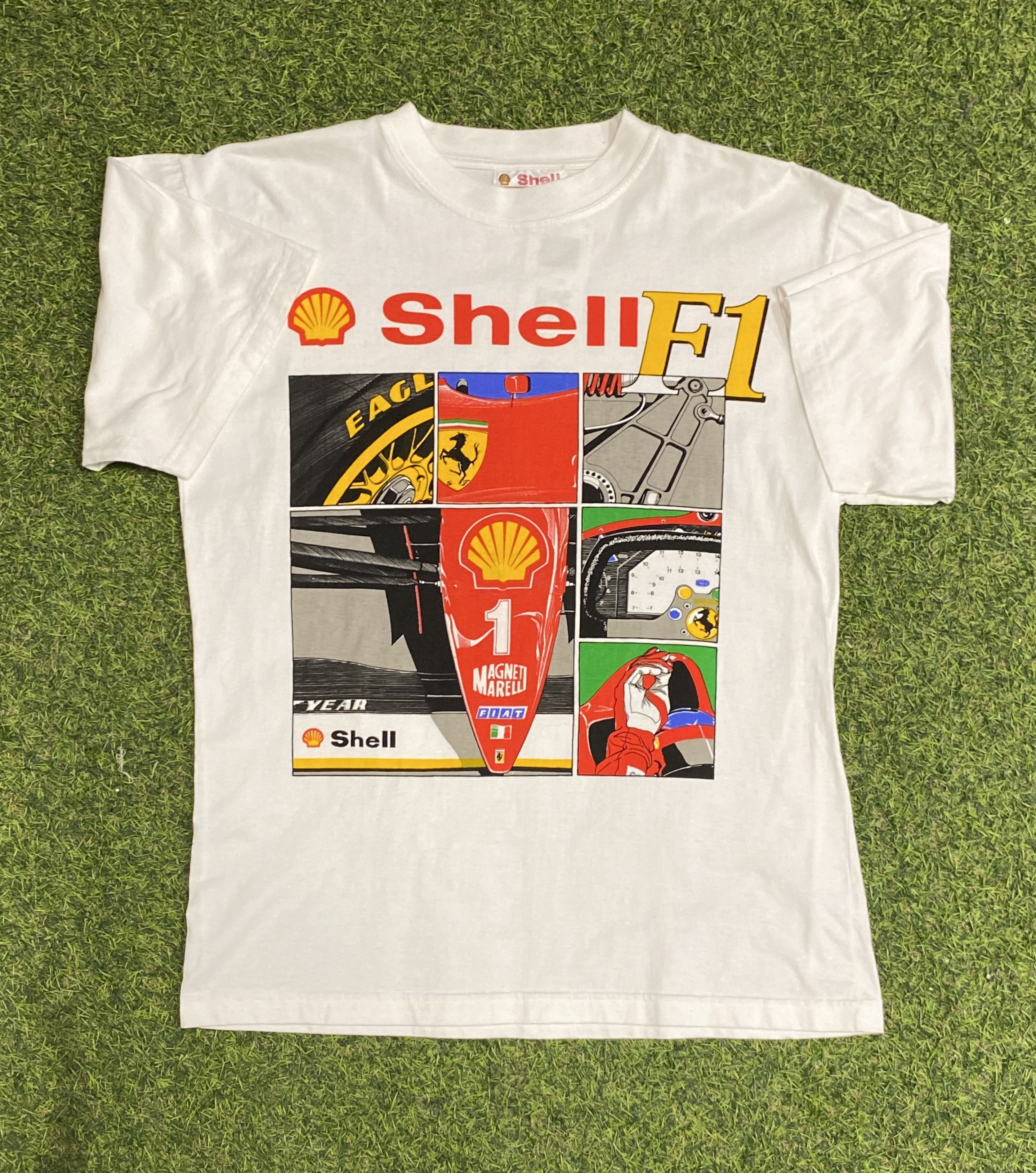 Vintage Vintage 90s Ferrari Shell F1 Graphic Racing T-Shirt RARE | Grailed