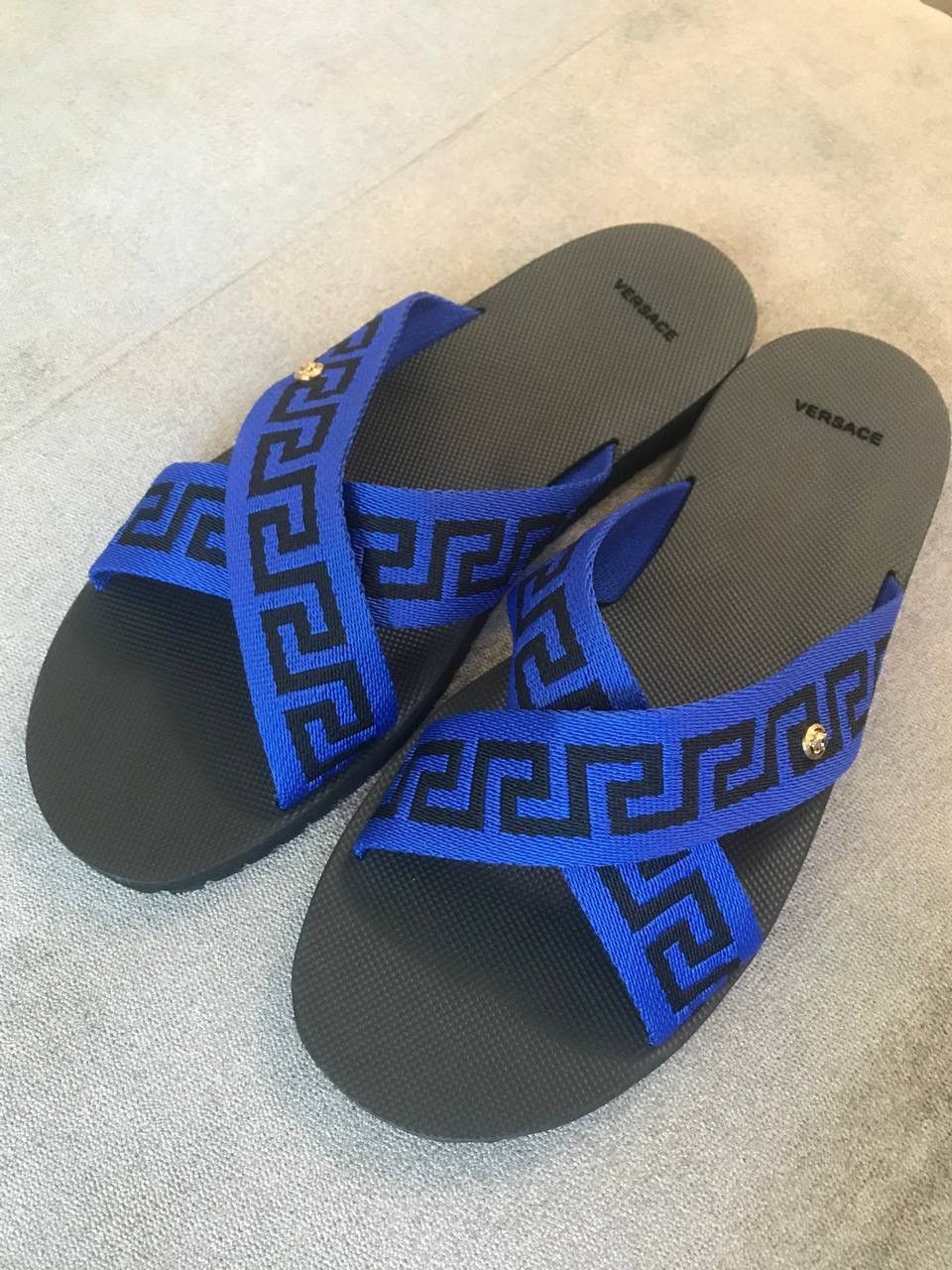 Versace Versace Medusa sandals flip flops sliders sliders black blue ...