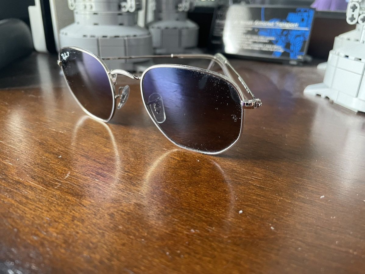 RayBan RAY BAN hexagonal silver / blue sunglasses | Grailed