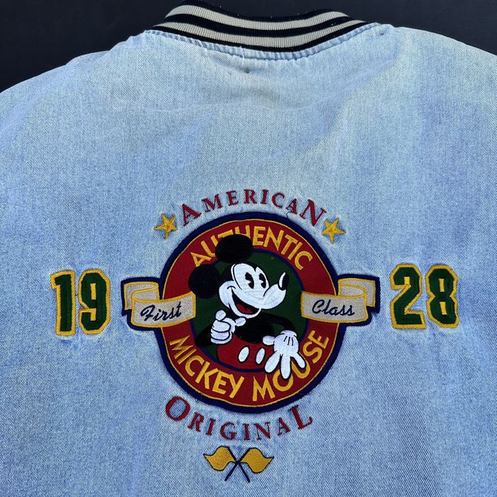 Vintage Vintage Disney Store Mickey Mouse denim letterman jacket | Grailed