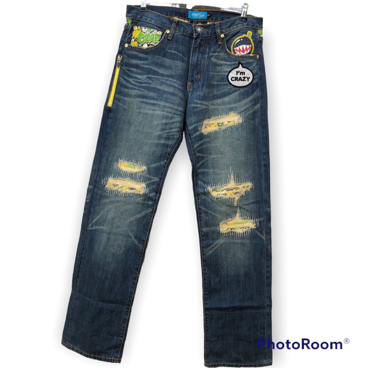 Distressed Denim 🔥RARE🔥Jeans Destress Crazy Bomb Sashiko Boro | Grailed