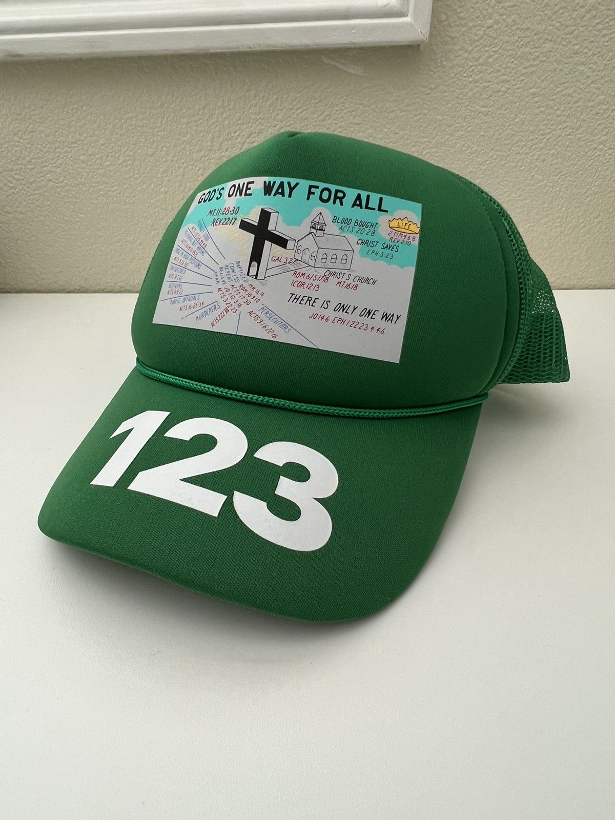 RRR-123 RRR-123 God’s One Way For All Green Trucker Hat | Grailed