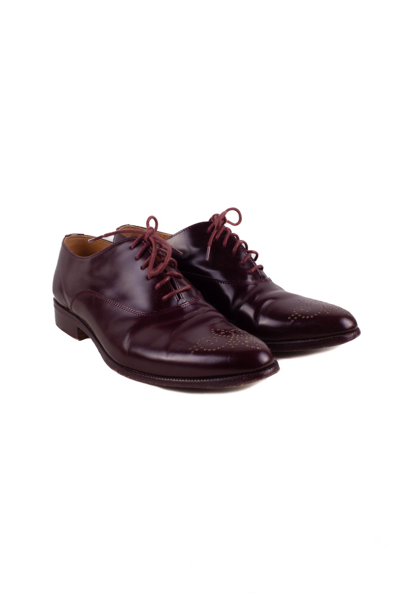 Maison Margiela MAISON MARGIELA BURGUNDY LEATHER WINGTIP LACE UP SHOES ...