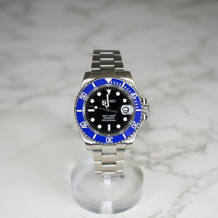 Custom 40mm Blue Submariner Seiko Mod Watch w/ NH35 Movement | Grailed