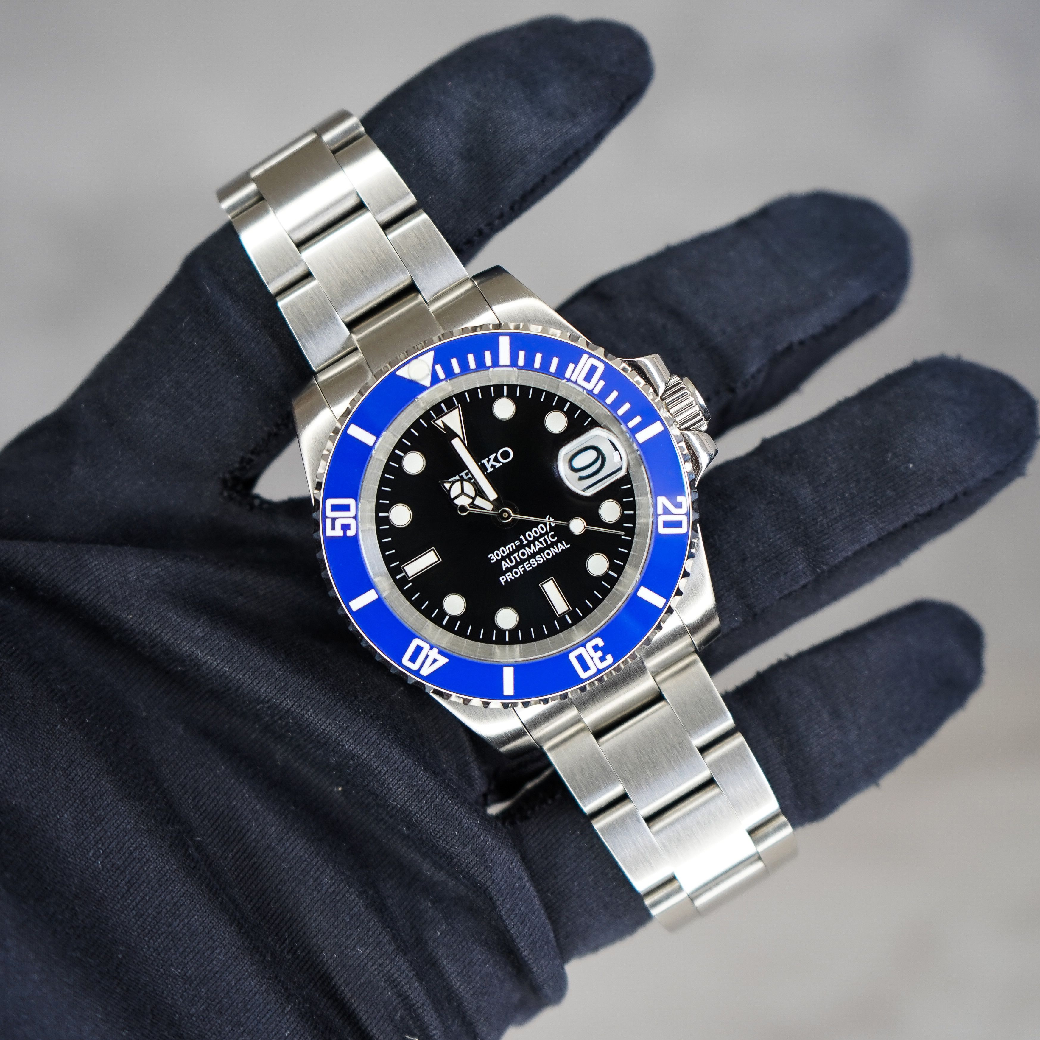 Custom Seiko Mod Watch 40mm Blue Submariner w/ NH35 Movement | Grailed