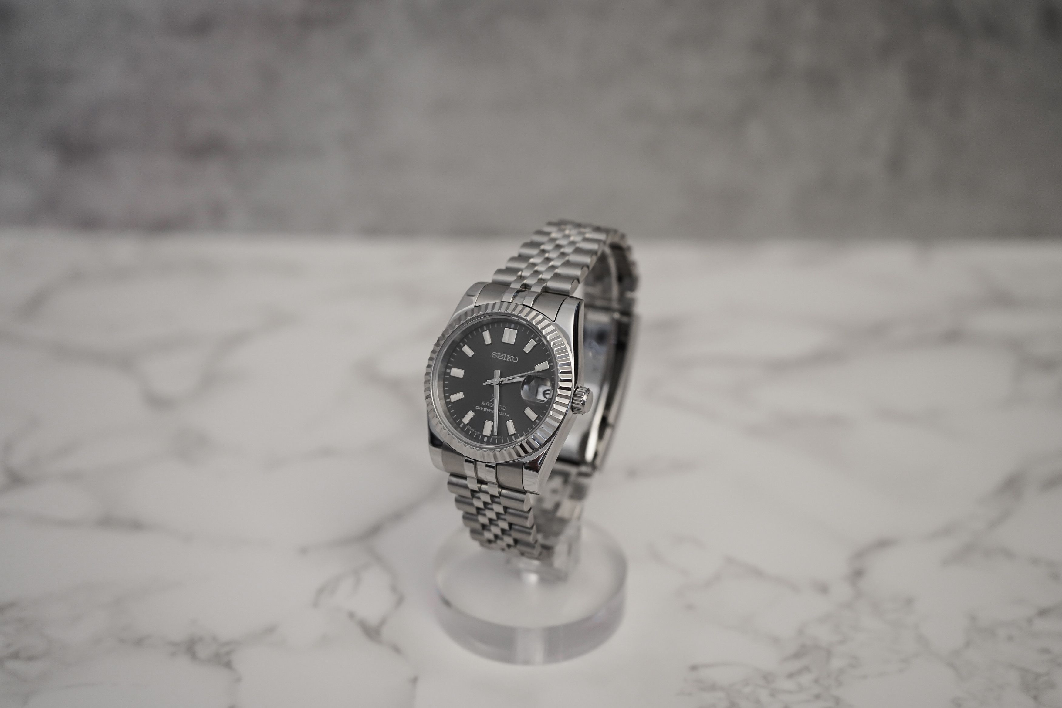 Custom × Seiko × Watches Seiko Mod Watch 36mm Grey Day Date Just Style ...