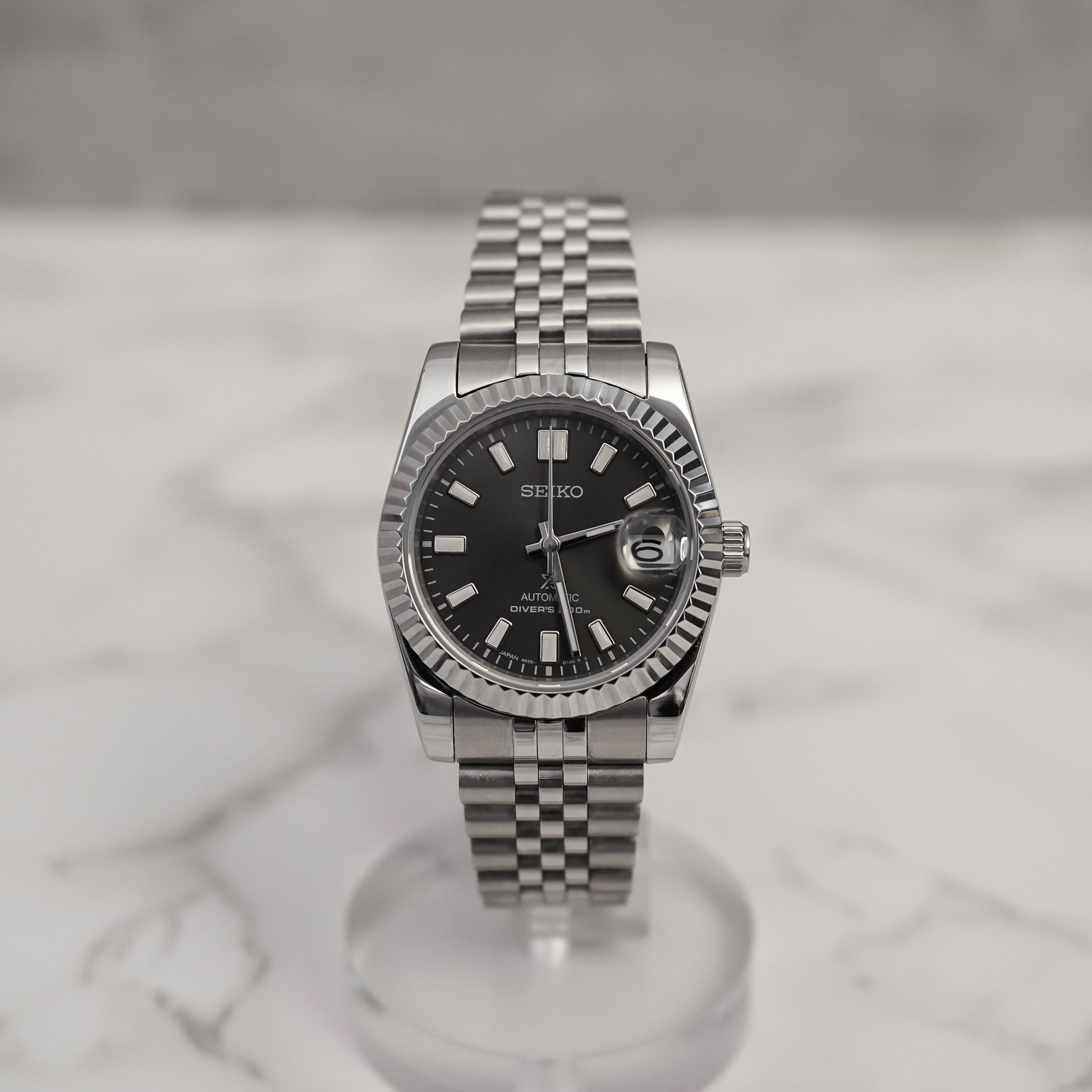 Custom × Seiko × Watches Seiko Mod Watch 36mm Grey Day Date Just Style ...