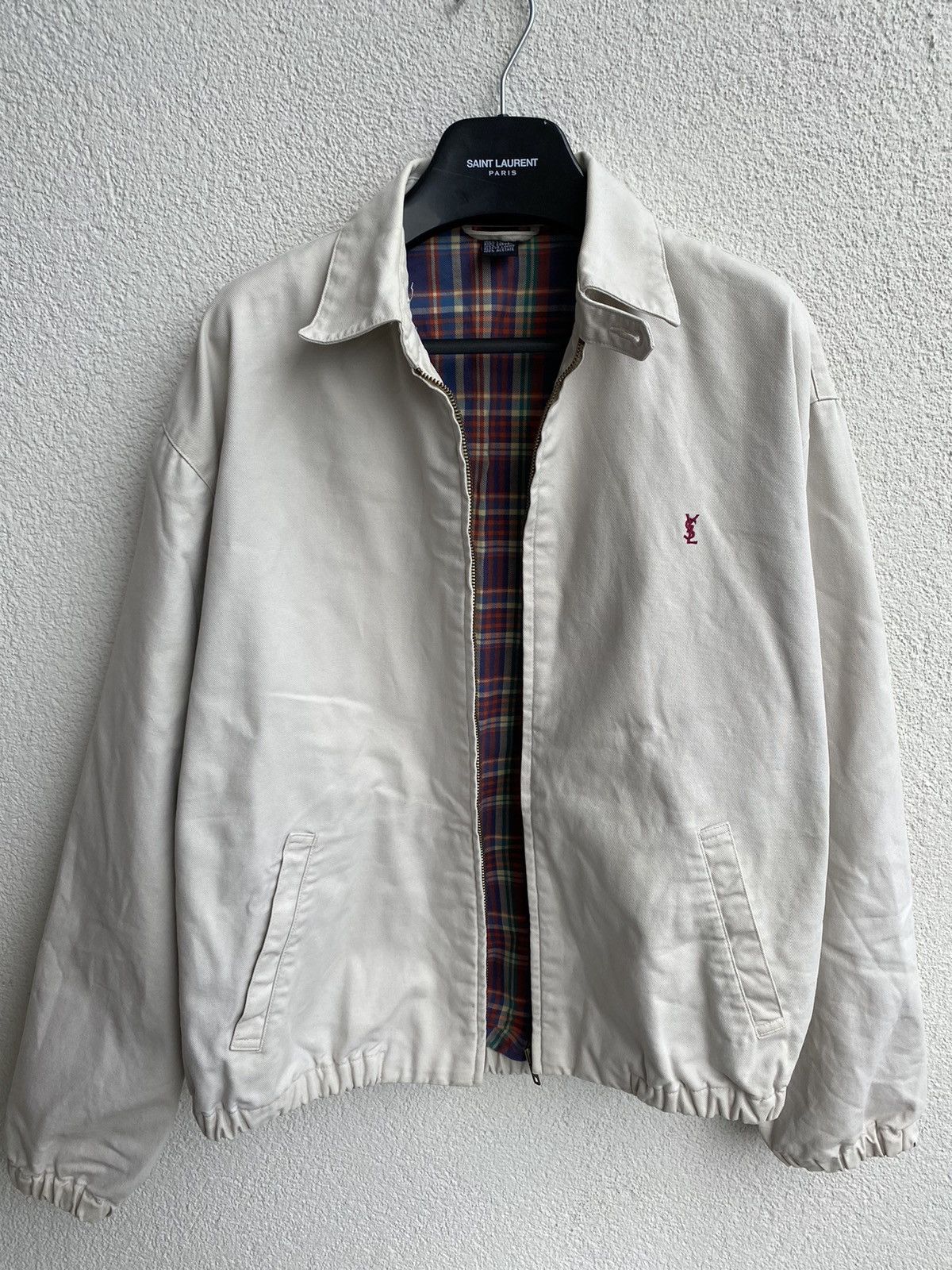 Vintage × Yves Saint Laurent 90s YSL Jacket Cotton Beige Logo YSL ...