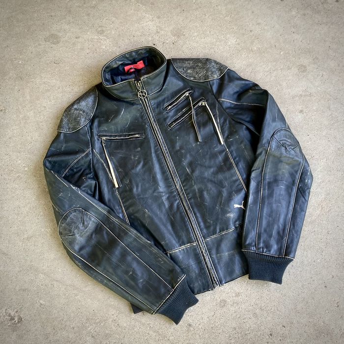 Puma Archival Puma Leather Jacket 500cc motorcycle style | Grailed