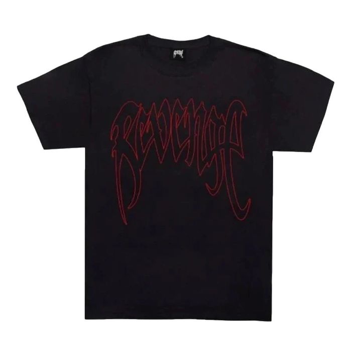 Revenge Revenge Outline Logo Tee, Black/Red | Grailed