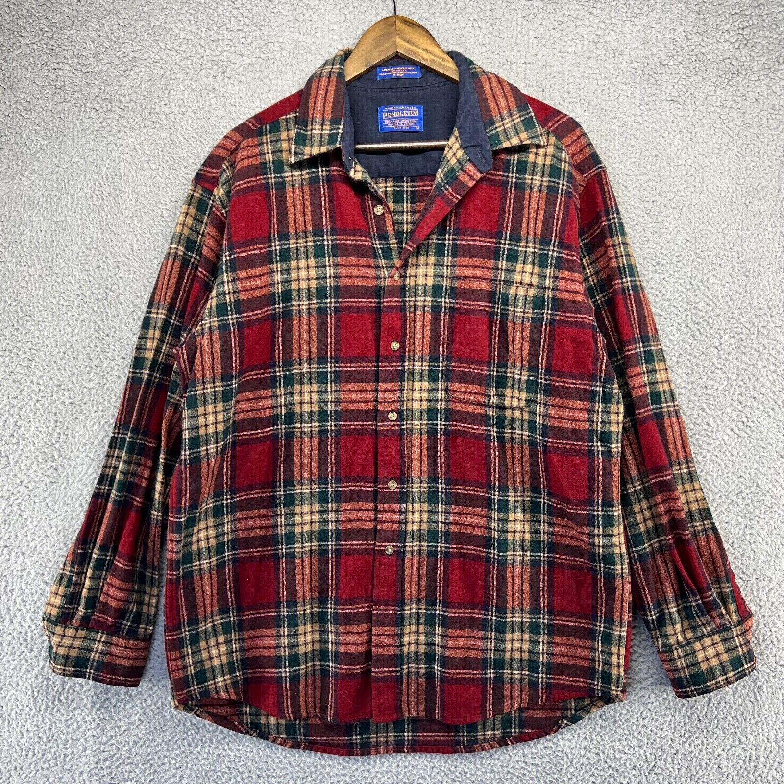 Pendleton Vintage Pendleton Flannel Shirt Men's Large Red Plaid Check ...