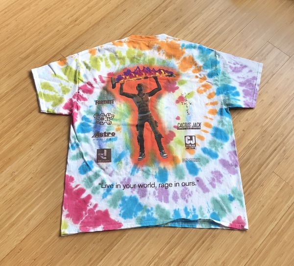 Travis Scott Fortnite Guy Travis Scott rage emote tie dye tee shirt ...
