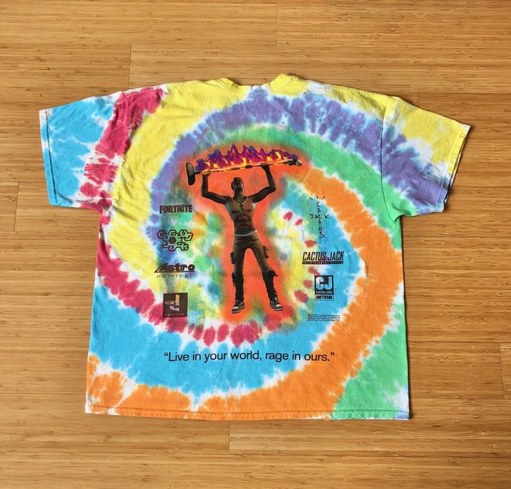 Travis Scott Fortnite Guy Travis Scott rage emote tie dye tee shirt ...