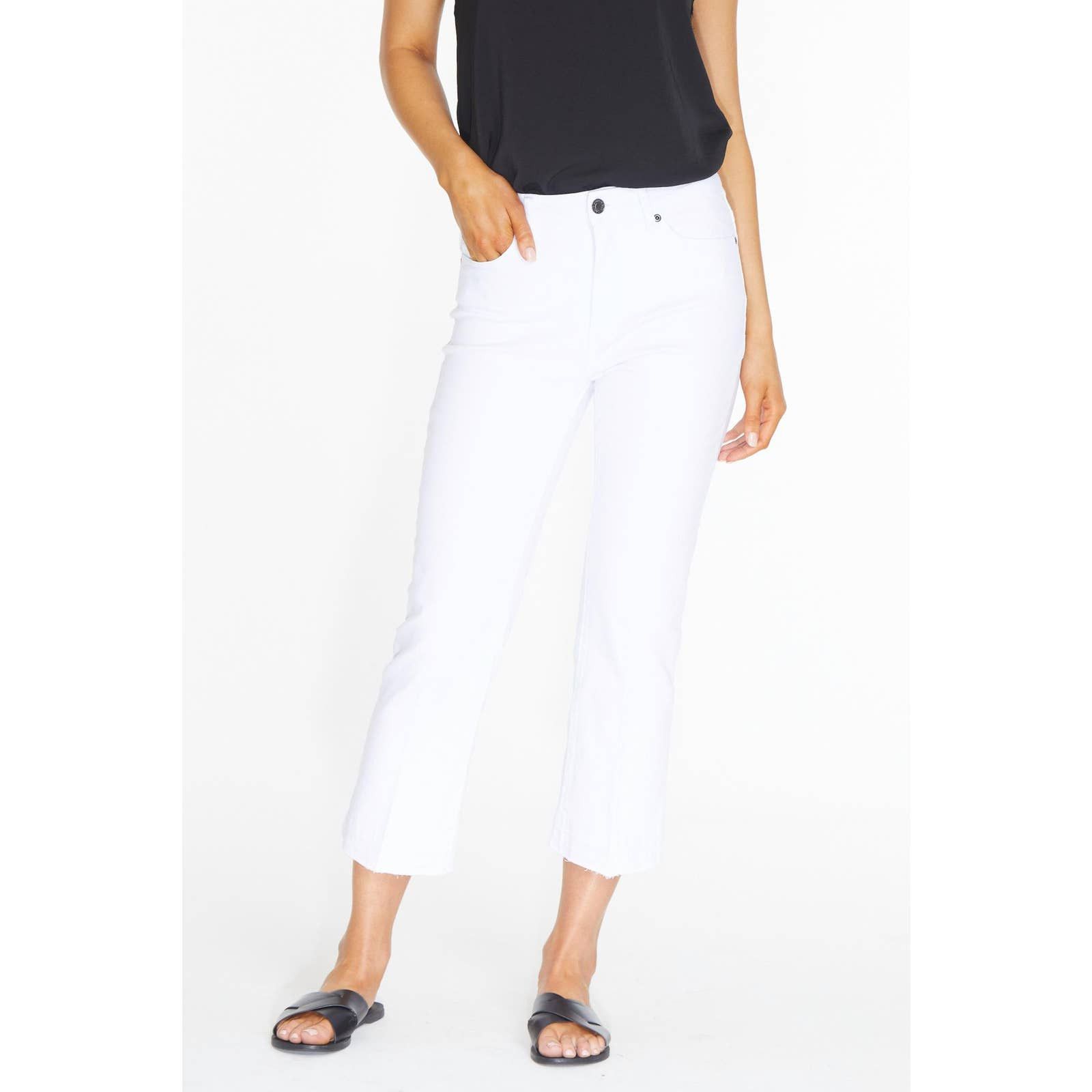 Designer SLIMSATION BY MULTIPLES Released Hem Crop Jean In White | Grailed